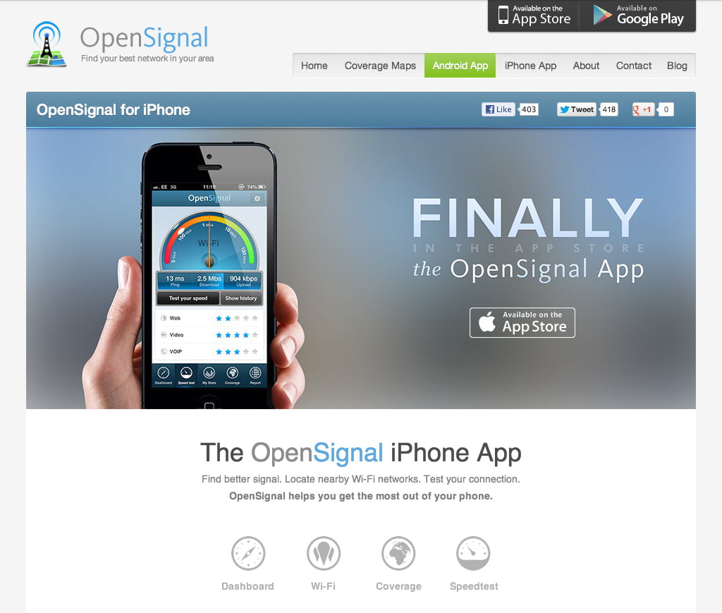 OpenSignal for iPhone, finally! // April 18th, 2013